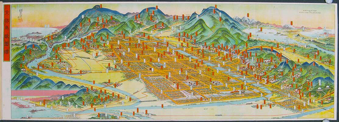 Bird's-Eye-View of Kyoto and Its Environs | KYOTO PICTORIAL MAP ...